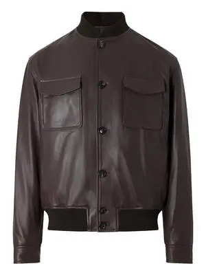 SLOWEAR Montedoro Leather Bomber Jacket - Brown