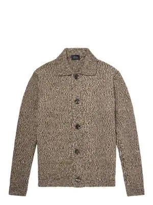 Brioni Wool Mouline Button-down Sweater - Brown