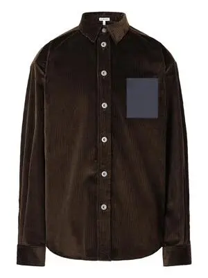 Loewe Leather-trimmed Cotton-corduroy Overshirt - Brown