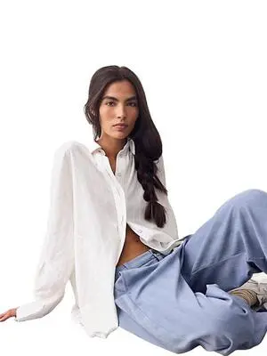 Free People We The Free Selene Dobby Button Down Shirt - Ivory