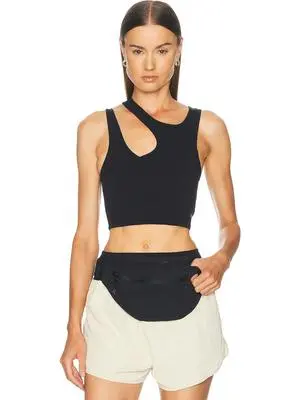 On Studio Asymmetrical Cut Out Crop Top - Black