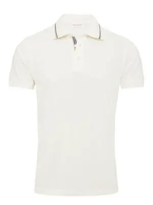 Orlebar Brown And Tripe Tipping Collar Claic Fit Polo Hirt - White