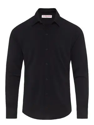 Orlebar Brown Tailored Fit Claic Collar Merino Hirt - Black