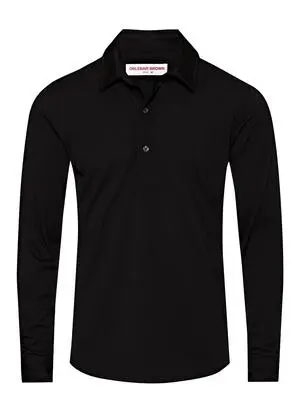 Orlebar Brown Tailored Fit Long-sleeve Merino Polo Shirt - Black