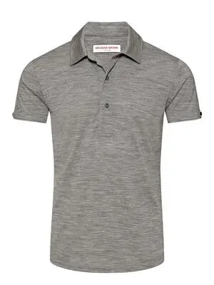 Orlebar Brown Tailored Fit Merino Polo Shirt In Melange - Grey