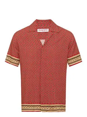 Orlebar Brown Relaxed Fit Capri Collar Olmio Print Hirt In Ummer - Red