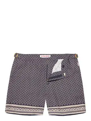 Orlebar Brown Night Iris Solmio Print Mid-length Linen Shorts - Blue
