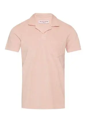 Orlebar Brown Tailored Fit Cotton Towelling Polo Hirt - Pink Sand