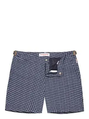 ORLEBAR BROWN Mid-length Geo Jacquard Swim Shorts In Night Iris