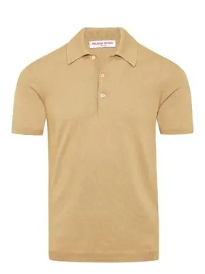 Orlebar Brown Tailored Fit Cotton Cahmere Polo Hirt - Biscuit