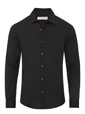 Orlebar Brown Tailored Fit Claic Collar Linen Hirt - Black