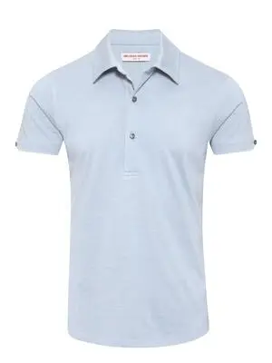 Orlebar Brown Tailored Fit Cotton-ilk Polo Hirt - Springfield Blue