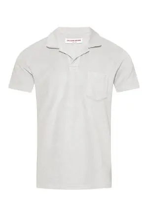 Orlebar Brown Taiored Fit Cotton Toweing Poo Shirt In White Jade