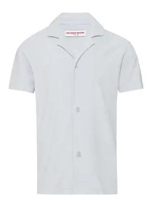Orlebar Brown Relaxed Fit Capri Collar Cotton Towelling Hirt In Colour Light Sky Pool