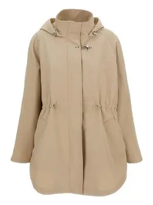 FAY Long Hooded Parka In Technical Cotton - Beige