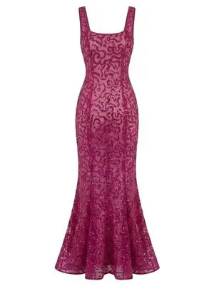 ELSAVA Elsava Sequin Tie-Back Midi Dress