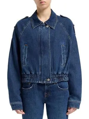 7 For All Mankind Denim Aviator Jacket - Radar