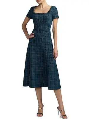 Mac Duggal Petite Embellished Boucle Midi Dress - Teal