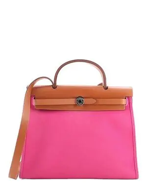 Hermès 31 Herbag Zip Leather And Toile - Pink