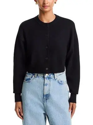 Aqua Neave Cropped Dropped Shoulder Cardigan Exclusive - Black