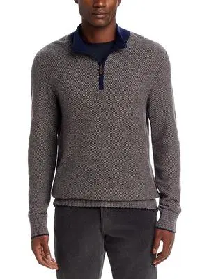 Bloomingdale'S Jacquard Quarter Zip Wool Blend Sweater Exclusive - Navy Multi