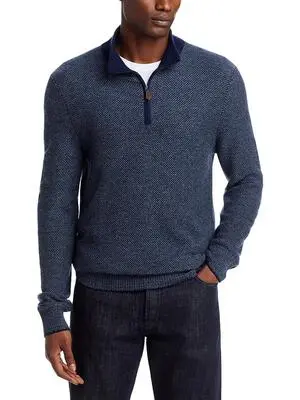 Bloomingdale'S Jacquard Quarter Zip Wool Blend Sweater Exclusive - True Blue Multi