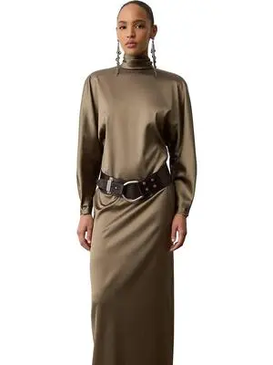 Ralph Lauren Candi Satin Evening Dress - Taupe