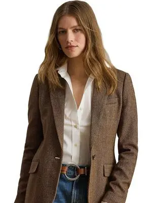 Ralph Lauren Cotton-blend Herringbone Single-breasted Blazer - Brown/tan Multi