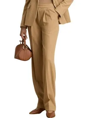 RALPH LAUREN Ralph Lauren Pinstripe Pleated Wool-Blend Twill Straight-Leg Trousers
