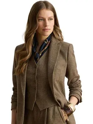 Ralph Lauren Glen Plaid Wool Twill Blazer - Brown/tan Multi