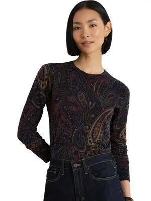 Ralph Lauren Paisley Cotton-modal Sweater - Navy Multi