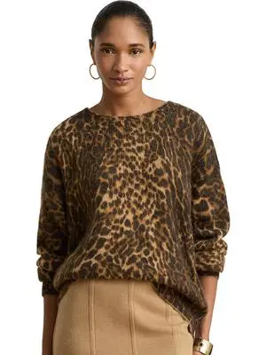 Ralph Lauren Ralph Lauren Ocelot Print Crewneck Sweater Camel Multi