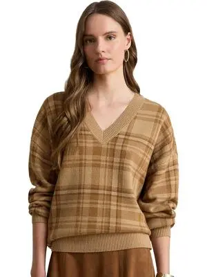 RALPH LAUREN Plaid V-neck Sweater