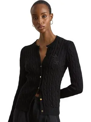 Ralph Lauren Cable-knit Cotton-blend Cardigan - Black