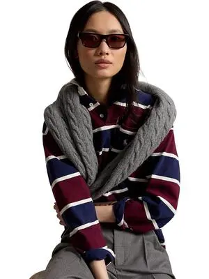 RALPH LAUREN Ralph Lauren Oversized Striped Cotton Rugby Shirt