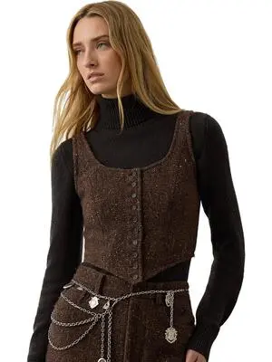 RALPH LAUREN Ralph Lauren Sherry Wool-Blend Donegal Tweed Corset Top