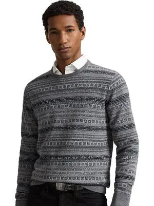 Ralph Lauren Fair Isle Washable Wool Sweater - Grey Combo