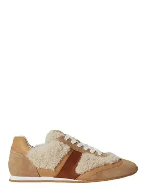 RALPH LAUREN Ralph Lauren Dani Suede-Shearling Low-Profile Sneakers