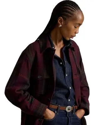 Ralph Lauren Plaid Wool-blend Twill Shirt Jacket - Brown Multi