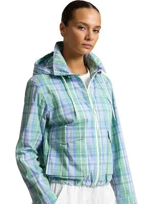 Ralph Lauren Plaid Cotton-blend Zip-up Hooded Jacket - Fall Madras