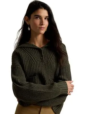 RALPH LAUREN Ralph Lauren Half-Placket Wool-Cotton Sweater