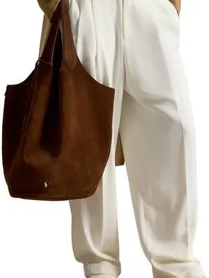 Ralph Lauren Polo Play Suede Large Tote - Cafe