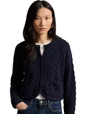 Ralph Lauren Cable-knit Cotton-blend Cardigan Hunter Navy