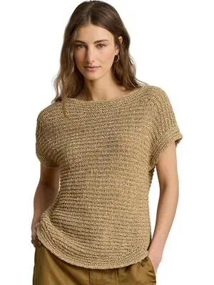 Ralph Lauren Rib-knit Short-sleeve Sweater Birch Tan