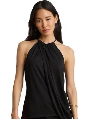 Ralph Lauren Pleated Stretch Jersey Halter Top - Black