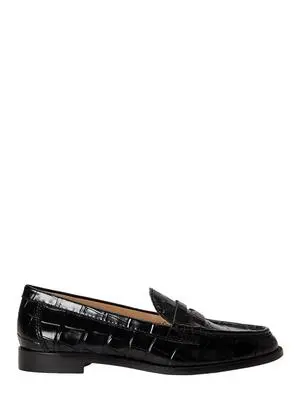 Ralph Lauren Wynnie Crocodile-embossed Leather Loafer Black