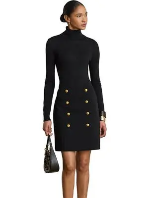 Ralph Lauren Double-breasted Sablé Wrap Miniskirt - Black
