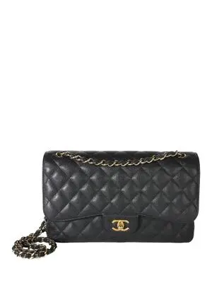 CHANEL Chanel Quilted Caviar Jumbo Double Flap Bag