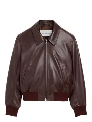 AMI Paris Lamb Leather Zipped Jacket - Dark Cherry