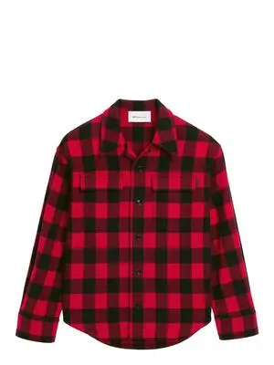 AMI Red Wide Checkered Wool Overshirt Red